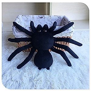 TAMMYFLYFLY Black Spider Plush, 9 Inch Collectible Decorative Big Eyes Tarantula Stuffed Toy Soft Take A Long Plushie Pillow Squishes Washable Cushy Mini Doll