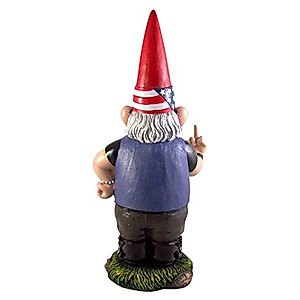 Wowser Large Patriotic Rebel Biker Garden Gnome Statue, 18 Inches