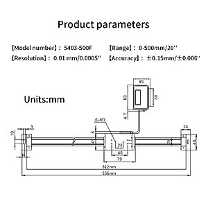 Digital Readout Linear 0-500mm/20inch，LCD Remote Digital Linear Scale DRO for Milling Machines Lathes