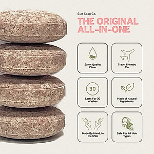 Surf Soap Biodegradable Ocean & Reef Safe All-In-One Shampoo, Conditioner & Body Wash Bar. Plastic Free & Vegan Hair and Skin Care for Men and Women For Beach, Boating, Camping, Backpacking & More!