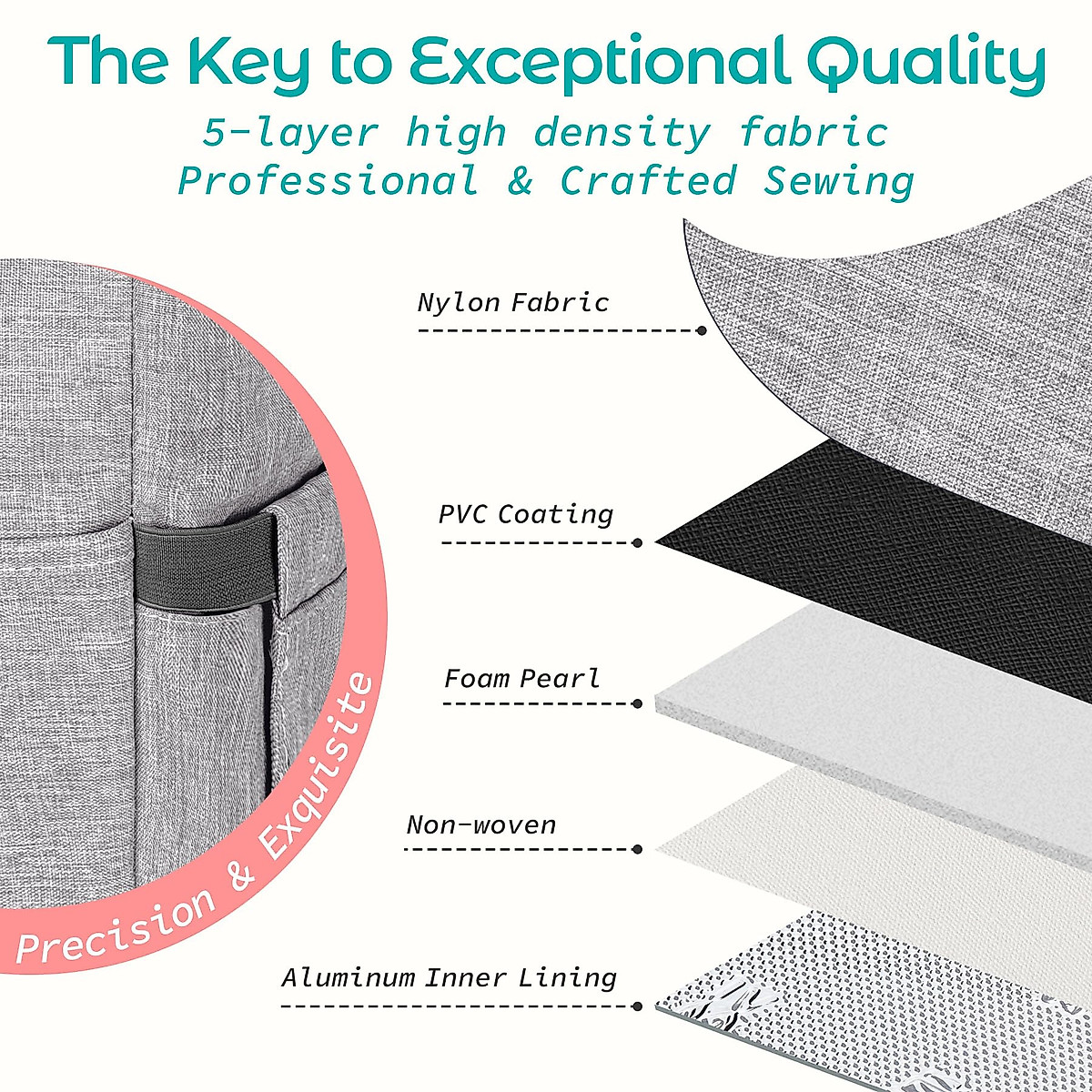 KIPBELIF Insulated Lunch Bags for Women - Large Tote Adult Lunch Box for Women with Shoulder Strap, Side Pockets and Water Bottle Holder, Gray, Normal Size