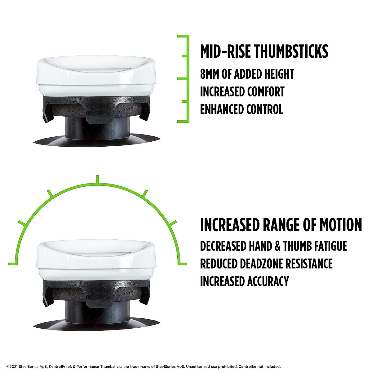 KontrolFreek CQC Rush for Playstation 4 (PS4) and Playstation 5 (PS5) Controller | Performance Thumbsticks | 2 Mid-Rise Concave | White