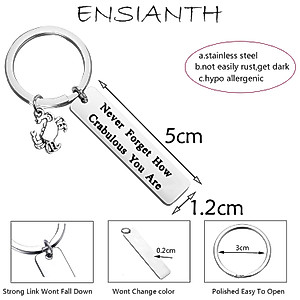 ENSIANTH Crab Keychain Crab Lover Gift Never Forget How Crabulous You are Keychain Crab Jewelry for BFF Traveler Gift (never Crab Key)
