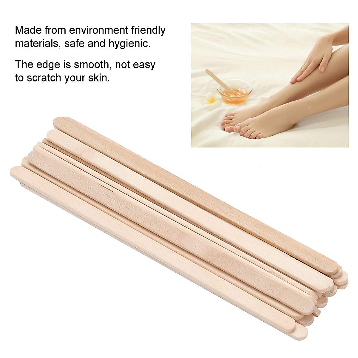 100 Hair Removal Stick,Wax Sticks, Disposable use design clean and hygienic Wood Waxing Craft Sticks Spatulas Applicators for Face Eyebrows Lip Hand Hair Removal Eyebrow and Body