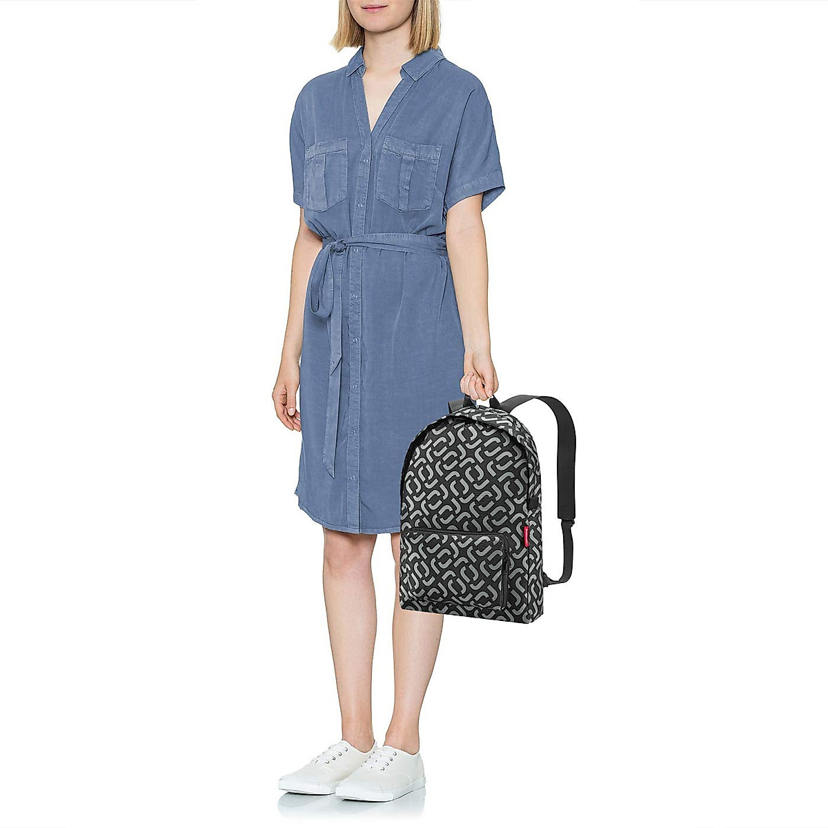 reisenthel Mini Maxi Rucksack, Foldable Travel Backpack with Built-in Carrying Pouch, Signature Black