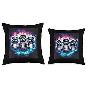 Racoons howling at the Moon Throw Pillow, 16x16, Multicolor