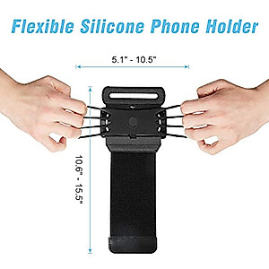 Newppon Phone Holder for Running Armband : Detachable Cell Phone Wristhband Case -360° Rotatable Universal Large Mobile Carrier Compatible with iPhone Samsung Galaxy for Workout Exercise Sports