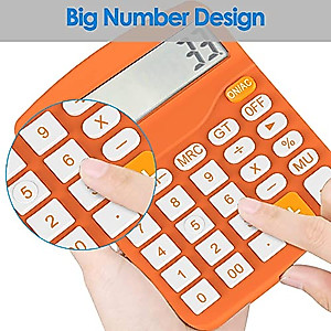 Helect Calculator, Standard Function Desktop Calculator (Orange)