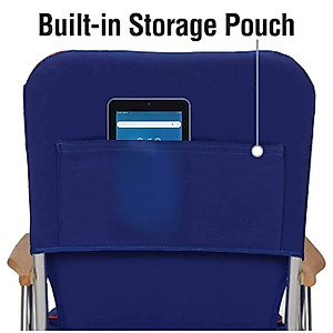 Seachoice High-Back Canvas Folding Chair, Blue w/Red Trim, Folds for Easy Storage