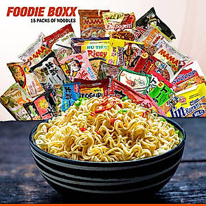 FOODIE BOXX Asian Instant Ramen Noodles Variety Pack with Cookies & Chopsticks (Original)
