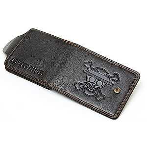 YJacuing One Piece Wallet - Straw Hat Pirates Jolly Roger Anime Stylish Bifold Wallet for Men (Faux Leather)