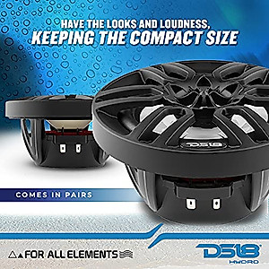 DS18 Hydro NXL-6 - High End Coaxial Speaker Pair - 2-Way Marine Speaker w/Integrated RGB Lights - 300 Watt - 100% UV Stable - Water Resistant Speakers - 6.5 Inches, Black