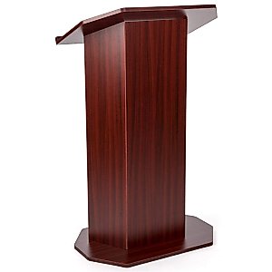 Displays2go Affordable Wooden Podium – Mahogany (OLILCTOPBSM)