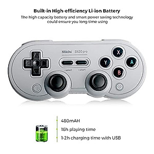 8Bitdo SN30 Pro Wireless Bluetooth Controller with Hall Effect Joystick Update, Compatible with Switch, PC, macOS, Android, Steam Deck & Raspberry Pi (Gray Edition)