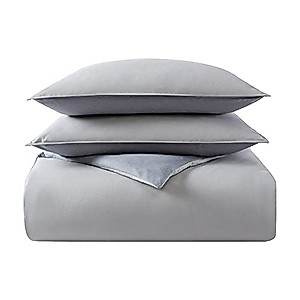 Eddie Bauer - Queen Duvet Cover Set, Reversible Bedding with Matching Shams, Stylish Home Decor for All Seasons (Herringbone Light Blue/Grey, Queen)