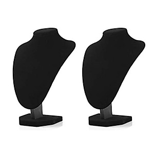 Comelyjewel 2pcs/pack 21cm Black Velvet Necklace Small Holder Stand Display Stands Mannequin Bust Jewelry Organizer Displays For Shop Event Shows