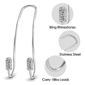 Guoord 【2024 Upgraded】 Car Headrest Hook Decorations, 2 Pcs Bling Purse Hook Hangers, Stainless Hooks Car Hangers and Durable Backseat Holder, Storage Universal for SUV Truck Vehicle(White)