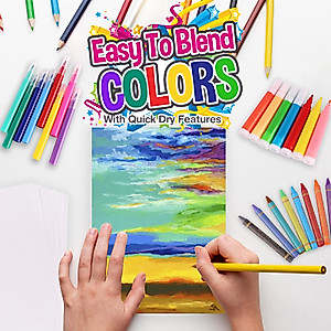 Alloytop 226 Pcs Art and Craft Supplies Colored Pencils - School Supplies Kit Painting Drawing Sketching Coloring Teens Girls Boys Kids Ages 6 7 8 9 10 11 12 Years Old with Oil Pastels Crayons