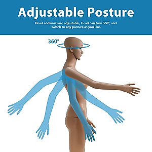 69 Inch Nude Female Mannequin - Adjustable, Detachable Poseable Full Body Female Mannequin with Metal Base for Retail Clothing Shops