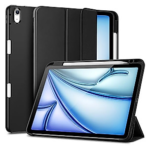 ESR for iPad Air 11 Inch Case M2 2024, iPad Air 6th/5th/4th Gen(2024/2022/2020) with Pencil Holder, Trifold Stand Case for iPad Air 5/4 with Flexible Back, Auto Sleep and Wake, Rebound Series, Black