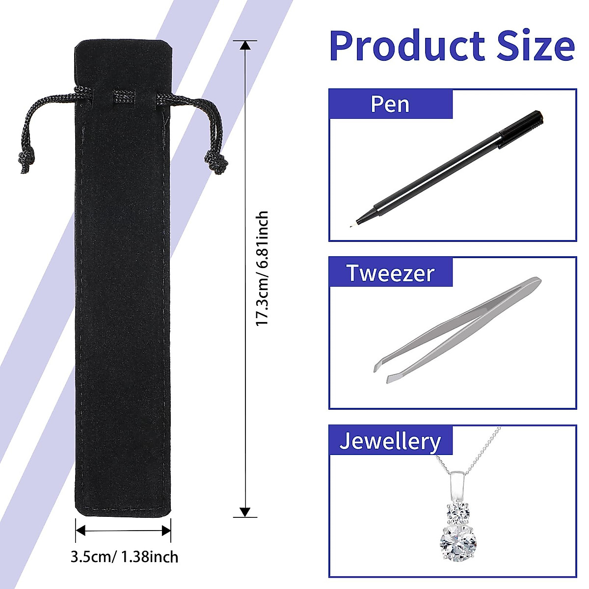 Lemecima 100 Pieces Velvet Pen Pouch Black Drawstring Pen Bag Black Pencil Case Pen Bag Soft Single Pen Sleeve Holder Home Decor Products for Student Adult Gifts School Office Business Supplies