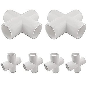 MARRTEUM 1/2 Inch 4 Way PVC Cross Elbow Fitting Furniture Build Grade SCH40 Pipe Joint for Greenhouse Shed/Garden Support Structure/Storage Frame [Pack of 6]