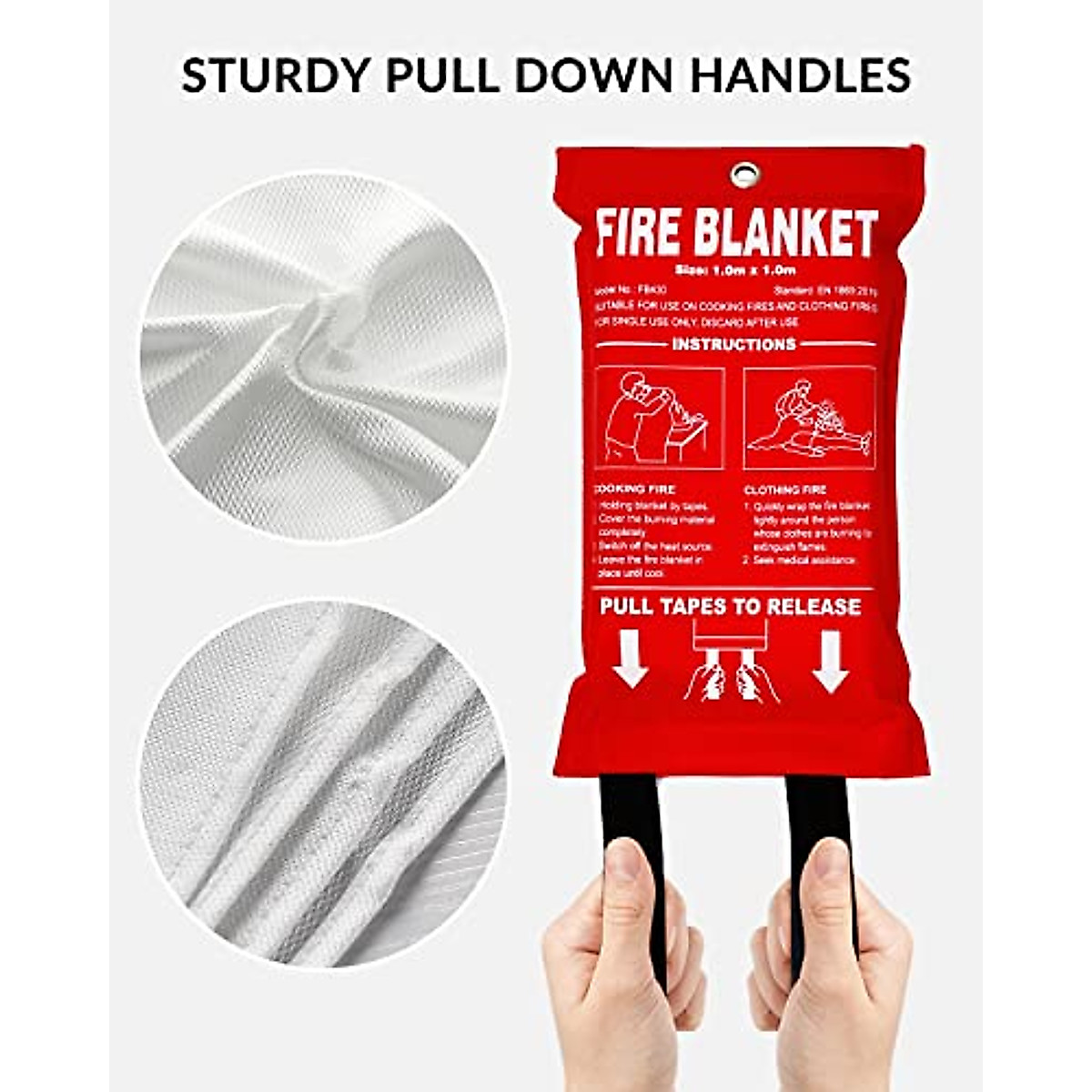 SITERWELL Fire Blanket, Fiberglass Fire Suppression Blanket for Emergency Surival，Emergency Blanket with Heat Insulation, Survival Blanket for Home, Grill, Car, Boat,1-Pack