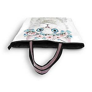 My Daily Women Tote Shoulder Bag Cute Watercolor Cat Handbag Medium