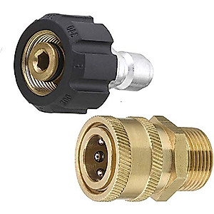 Tool Daily Pressure Washer Adapter Set, Quick Connect Kit, Metric M22 15mm Female to M22 Male Fitting, 5000 PSI