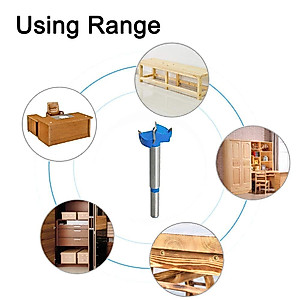 Auniwaig Forstner Drill Bits, 21mm Dia Wood Hole Saw, Auger Opener Cemented Carbide, 80mm Length Woodworking Hinge Hole Drilling Boring Bit Cutter, Round Shank, Blue, 1 Pcs