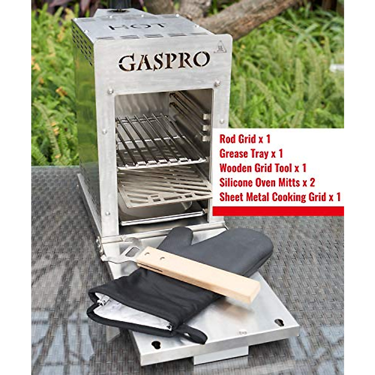 GASPRO 1500℉ Quick Cooking Propane Infrared Steak Grill with Foldable Dustproof Panel, 304 Stainless Steel