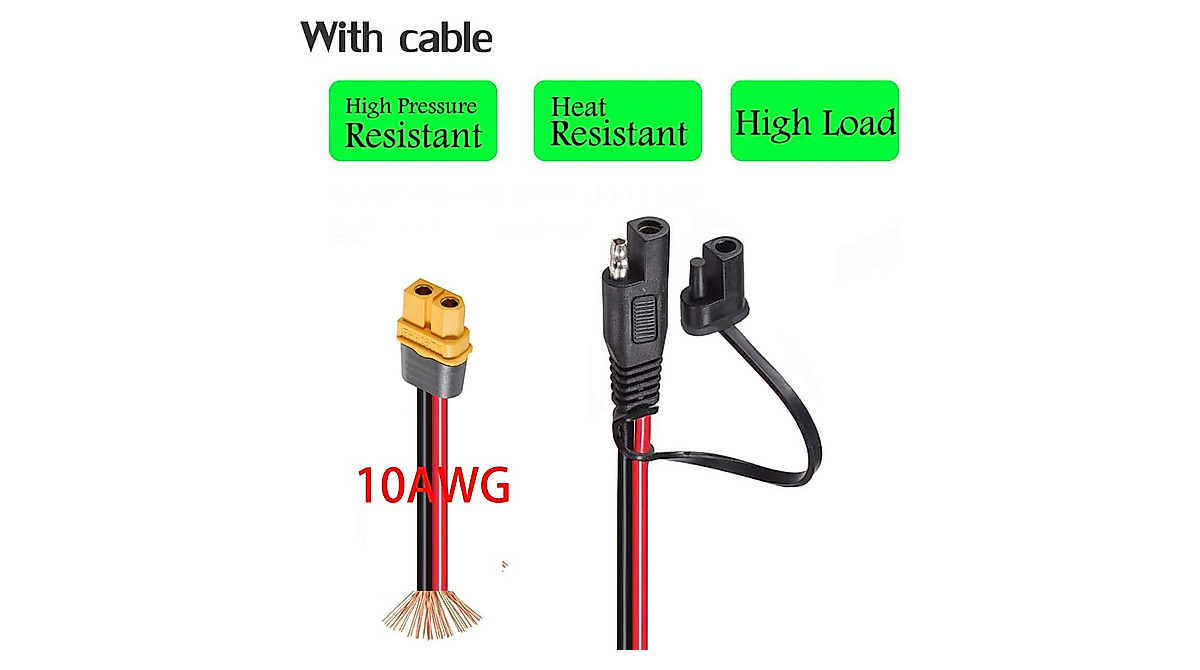 YETOR 10AWG SAE to XT60 Connector Cable - 15A Fuse