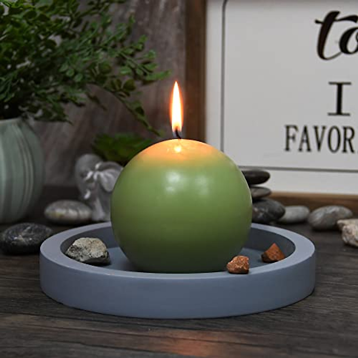 Zest Candle 2-Piece Ball Candles, 4-Inch, Sage Green