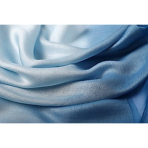 WINCESS.YU Silk Scarf for Women Lightweight Shawls and Wraps for Weddings Fashion Pashmina Shawl Embroidered Scarves (Blue)
