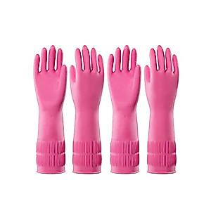 PACIFIC PPE 2 Pairs Reusable Waterproof Dishwashing Cleaning Rubber Gloves, Non-slip, Kitchen Gloves, Small