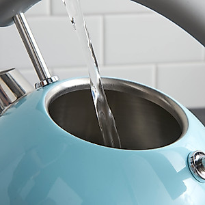 West Bend Electric Kettle Retro-Styled Stainless Steel 1500 Watts with Auto-Shutoff & Boil-Dry Protection, 1.7-Liter, Blue