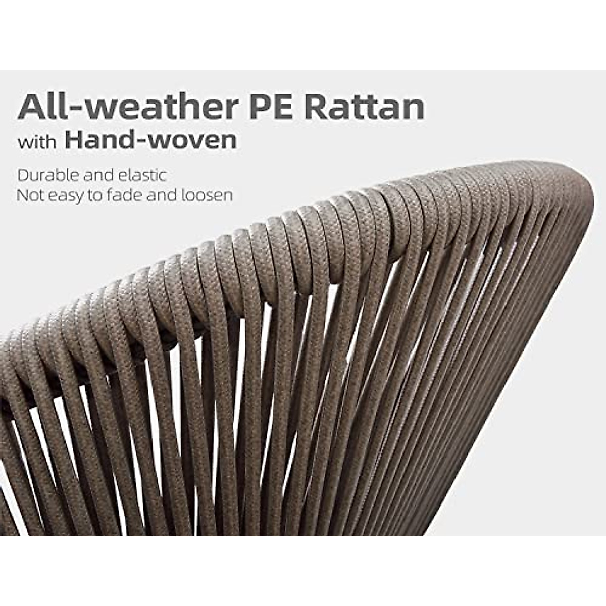 PURPLE LEAF 2 Pieces Patio Furniture Outdoor Dining Chair All-Weather Wicker All Aluminum Frame for Lawn Garden Backyard Deck Patio Dining Chair with Cushions, Grey