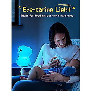 Dimanito Cute Kids Night Light Night Lamp Night Lights for Kids Bedroom Toddler Baby Portable Silicone Battery Led Nightlight Nursery (Dinosaur)
