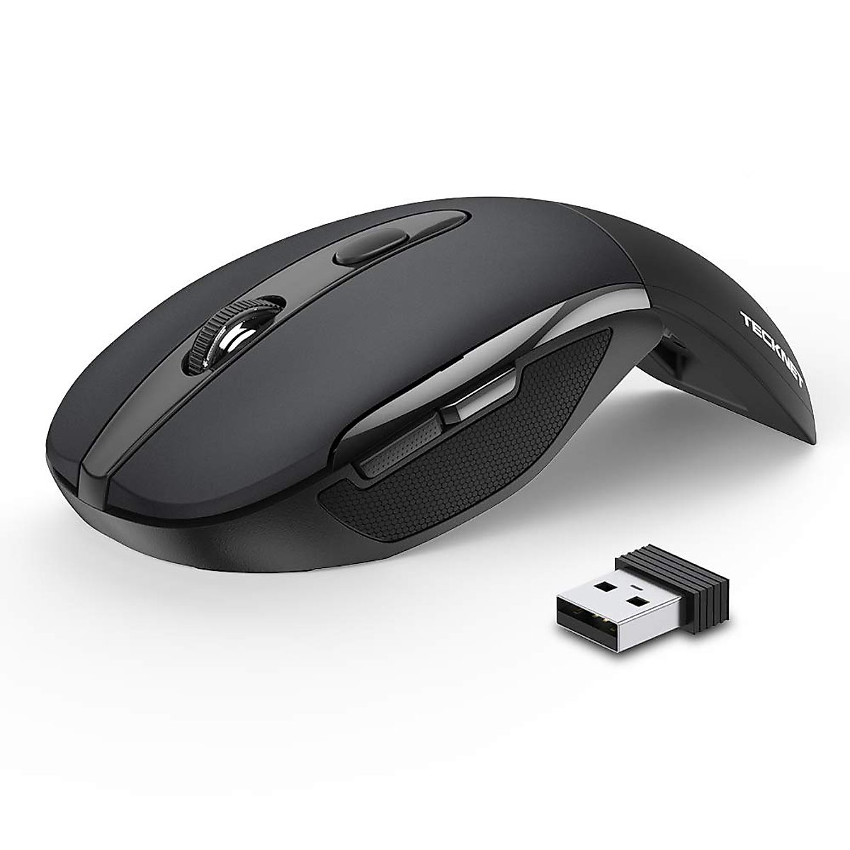 TECKNET Folding Wireless Mouse, 2.4G Travel Mouse with USB Receiver, Wireless Mouse for Laptop, Notebook, PC, Computer, Portable Mouse 3 Adjustable DPI 2000/1500/1000, 24 Months Battery Life