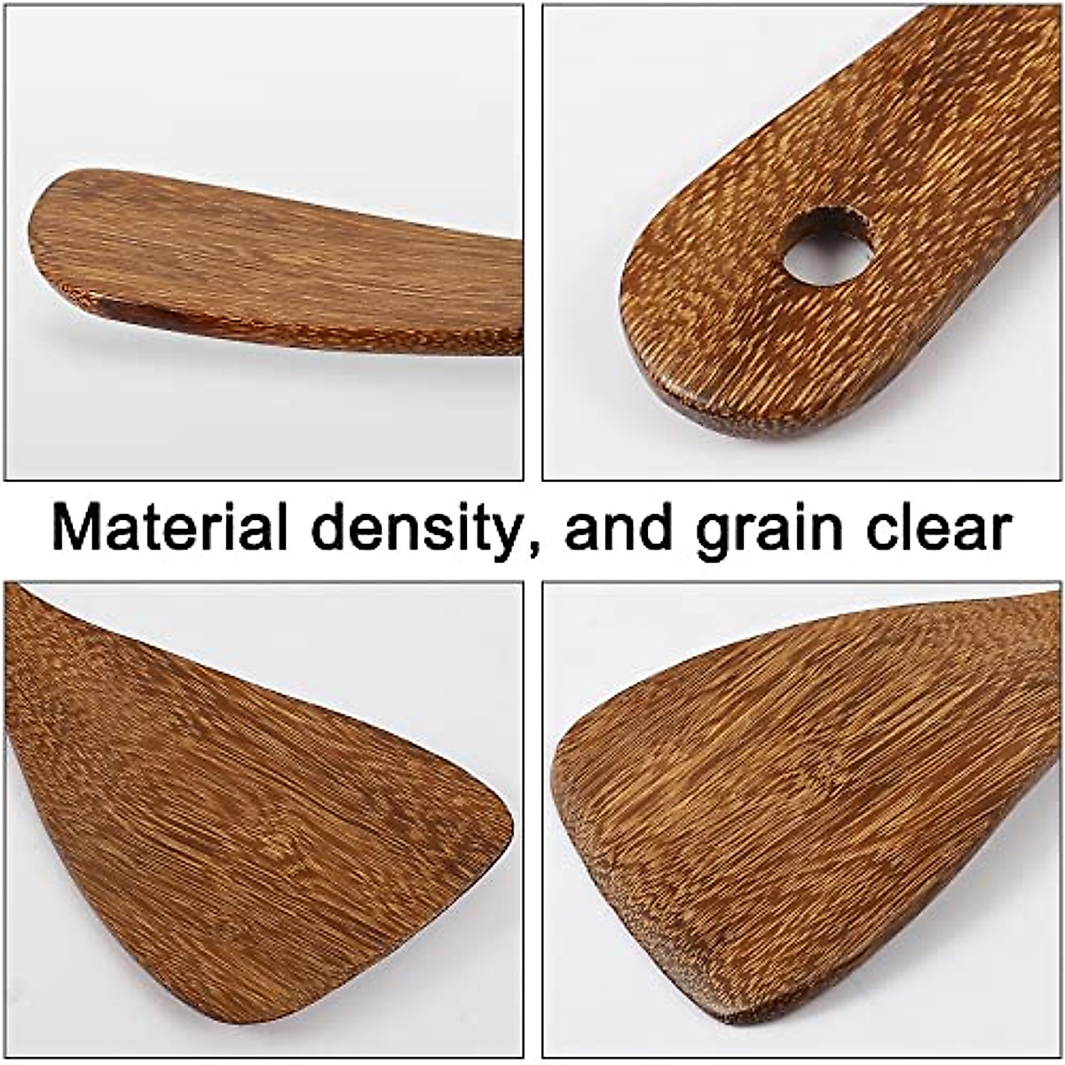 PAMISO 2 PCS Rice Paddle, Natural Wood Rice Spoon Paddle Kitchen Spatula Potato Server, 8 Inch