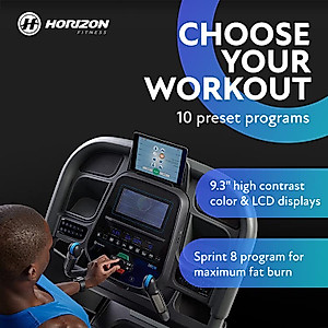 Horizon Fitness 7.8 at Studio Series Smart Treadmill with Bluetooth and Incline, Heavy Duty Folding Treadmill 375 lbs Weight Capacity, Pro Running Machine for Home Exercise and Running with Apps