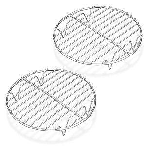 P&P CHEF Cooking Rack Round, Stainless Steel Round Rack for Cooking Cooling Steaming Baking, Fit Air Fryer Pot Pressure Cooker, 2 Pack -Oven & Dishwasher Safe, 7½ Inch