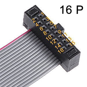 uxcell IDC 16 Pins Connector Flat Ribbon Cable Female Connector Length 20cm 1.27mm Pitch,2pcs