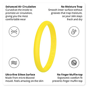 Knot Theory Sunshine Yellow Thin Stackable Silicone Ring - 2mm Slim Wedding Band Size 4
