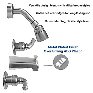 Pacific Bay Tub and Widespread Shower Faucet Trim Kit - Non-Metallic High Grade ABS Plastic Construction - Brushed Satin Nickel Finish