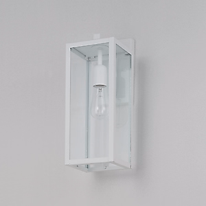 Globe Electric 44836 Bowery 1-Light Outdoor Indoor Wall Sconce, Matte White, Clear Glass Shade