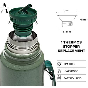 Stanley Thermos Stopper Pico de Mate Replacement Part For Classic Vacuum Insulated Wide Mouth Bottle Thermos (1.1QT, 1.5QT, 2QT) (Green, Set of 1)