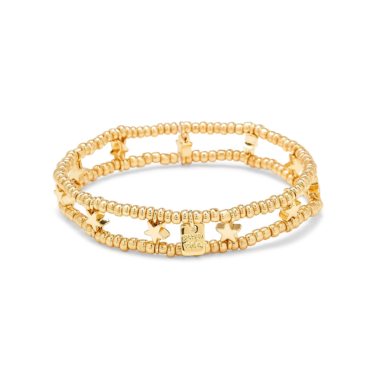 Pura Vida Bracelet Gold Star Charm Bracelet - Beaded Bracelet with Stretchable Cord, String Bracelet for Women - Stackable Bracelets for Teen Girls, Handmade Bracelets for Teens - One Size