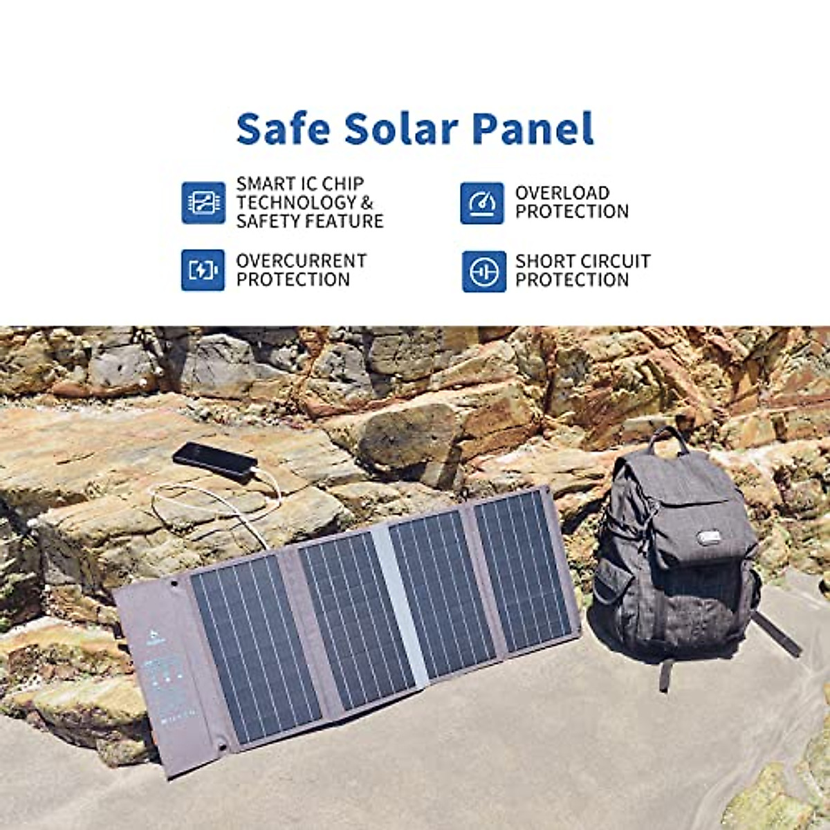 36W Solar Panels, BigBlue Foldable Solar Charger with DC(20V/1.8A), PD 20W USB-C and Fast Charge USB-A, IP54 Waterproof, Compatible with iPhone,Google,Samsung Cellphones, iPad, Small Power Station