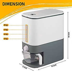 20 Lbs Rice Dispenser, Large Dry Food Container With Lid, Rice Storage Container With Measuring Cylinder, Cereal Dispenser Moisture Proof Household Food Dispenser Bucket, Kitchen Orgainzation Pantry Strore for Dry Food